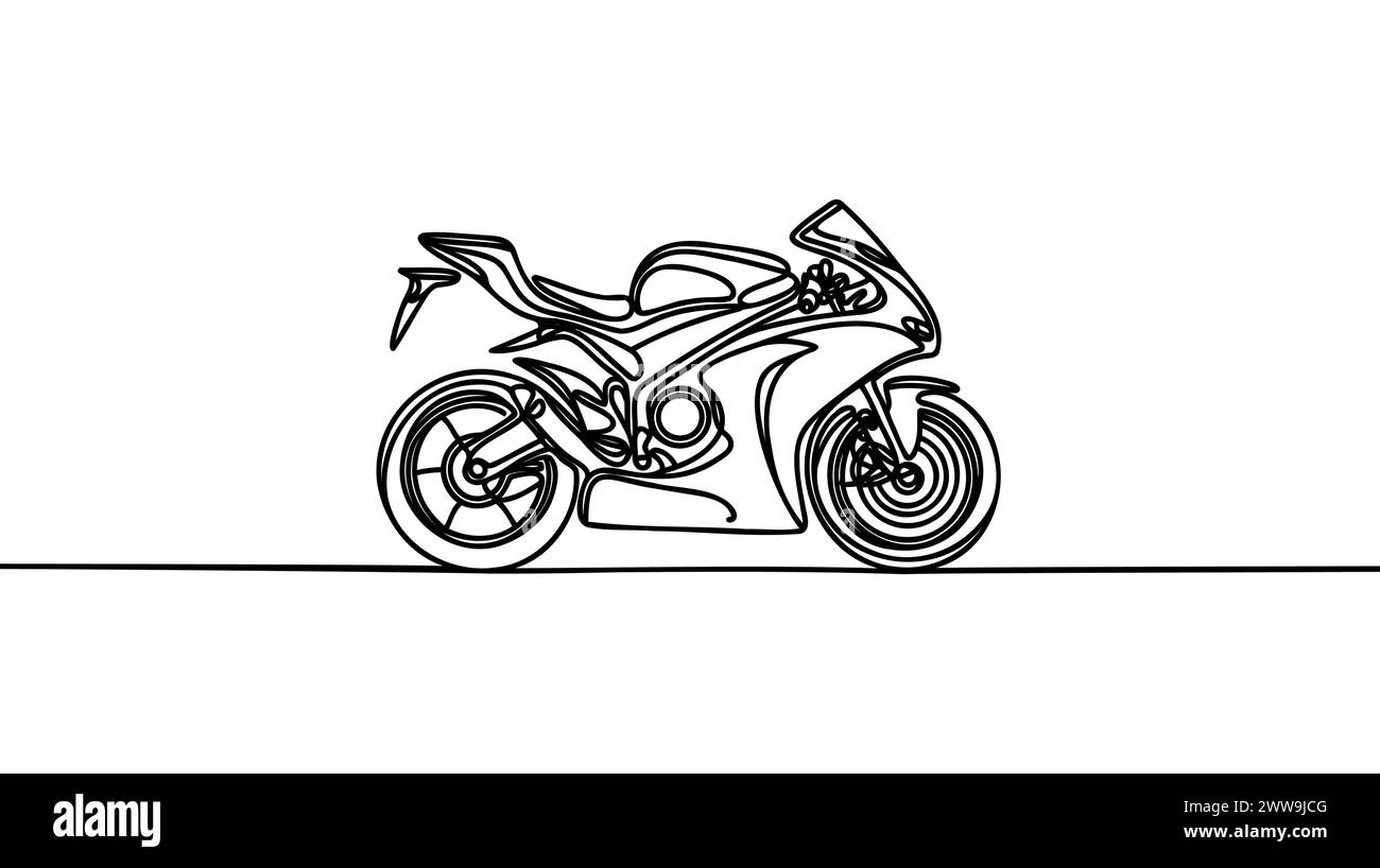 One single line drawing of motorcycle vector illustration. Superbike ...