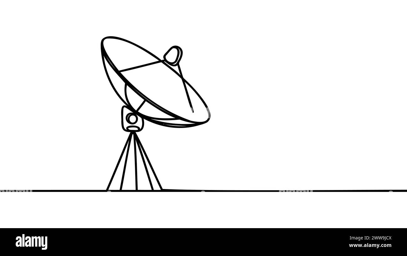 Continuous line drawing of satellite dish, object one line single line ...