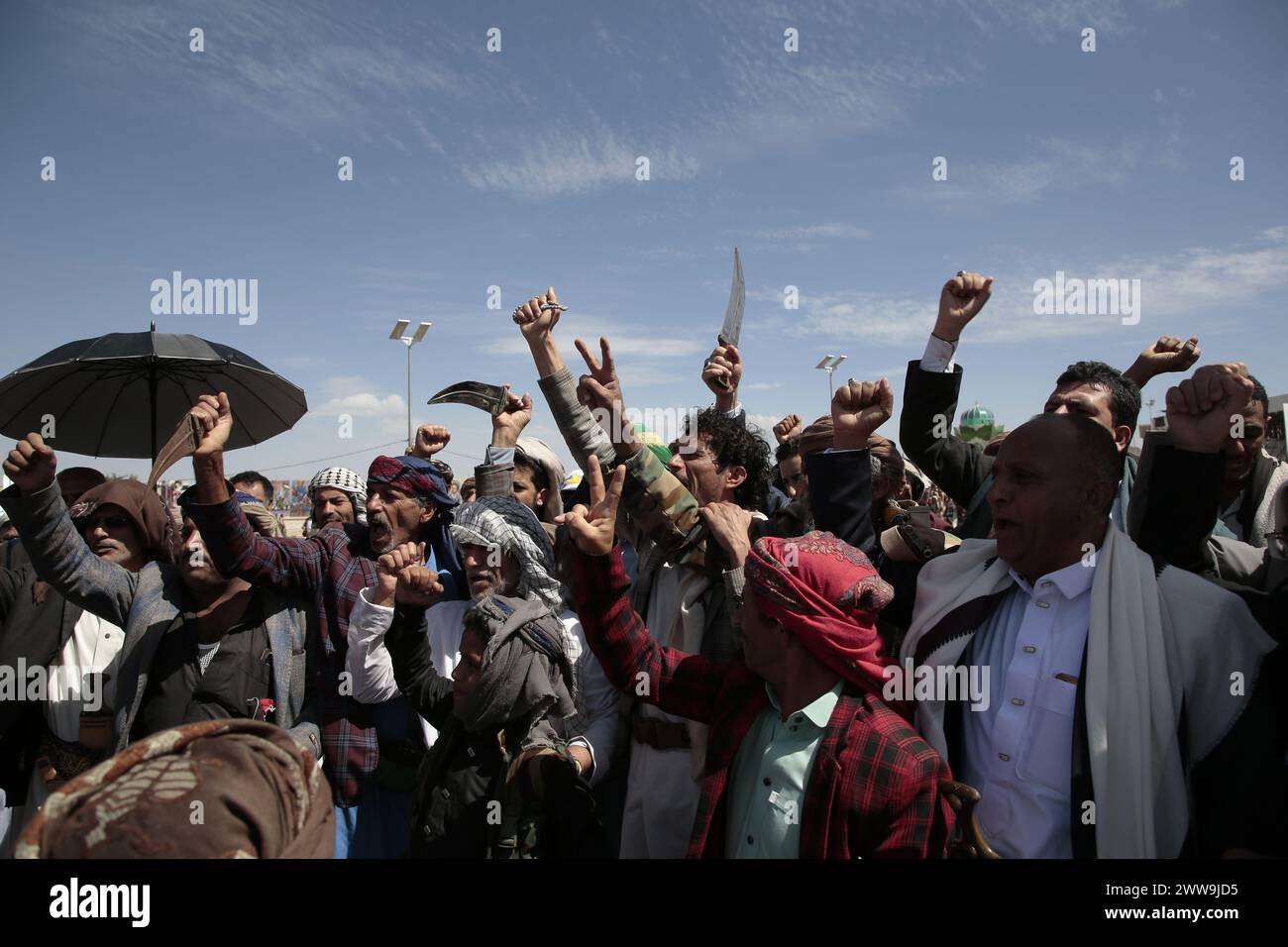 Sanaa, Yemen. 22 Mar, 2024. YEMEN. Houthi supporters protest against ...