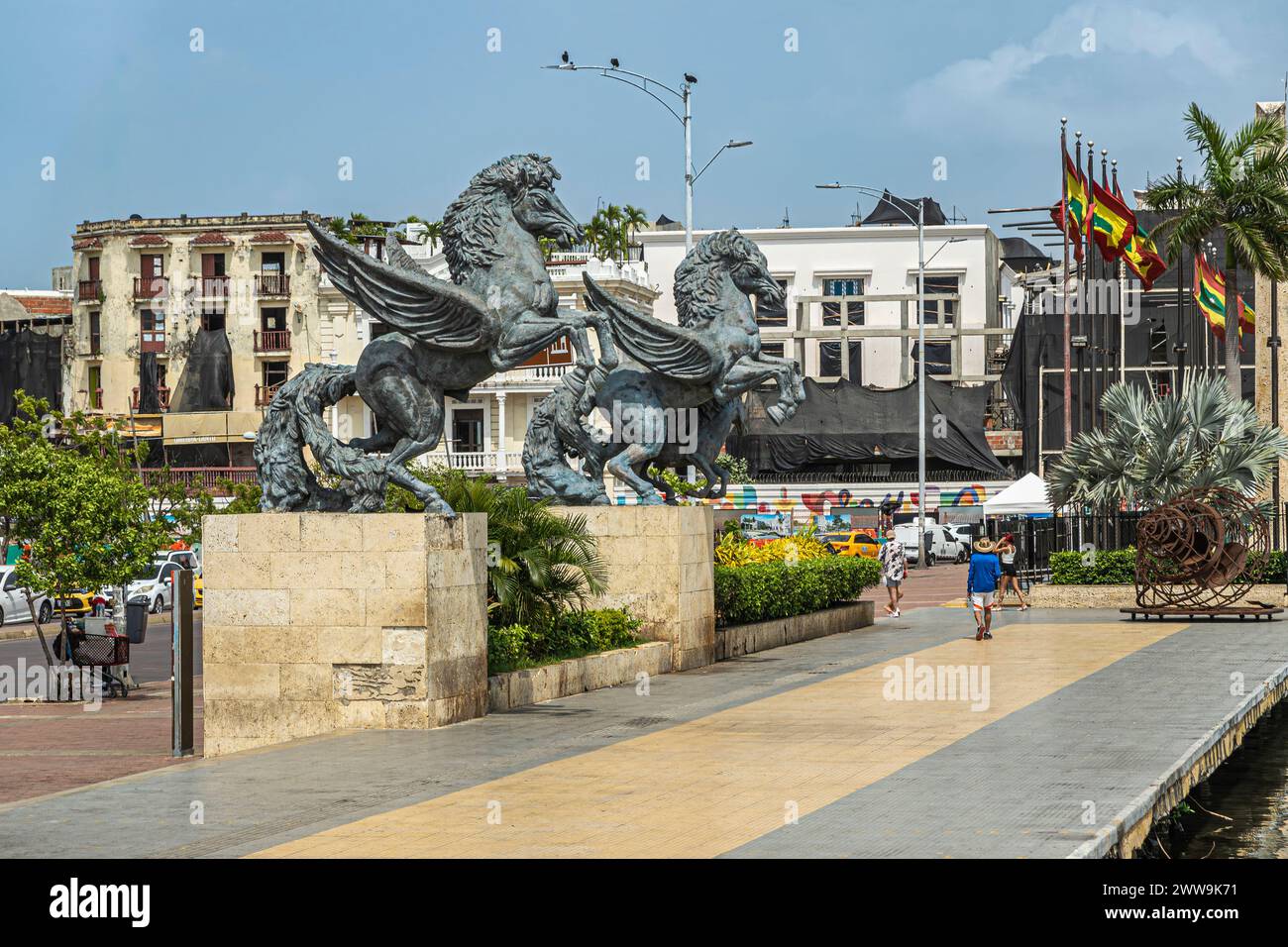 Cartagena, Colombia - July 25, 2023: Double Pegasus statues at end of ...