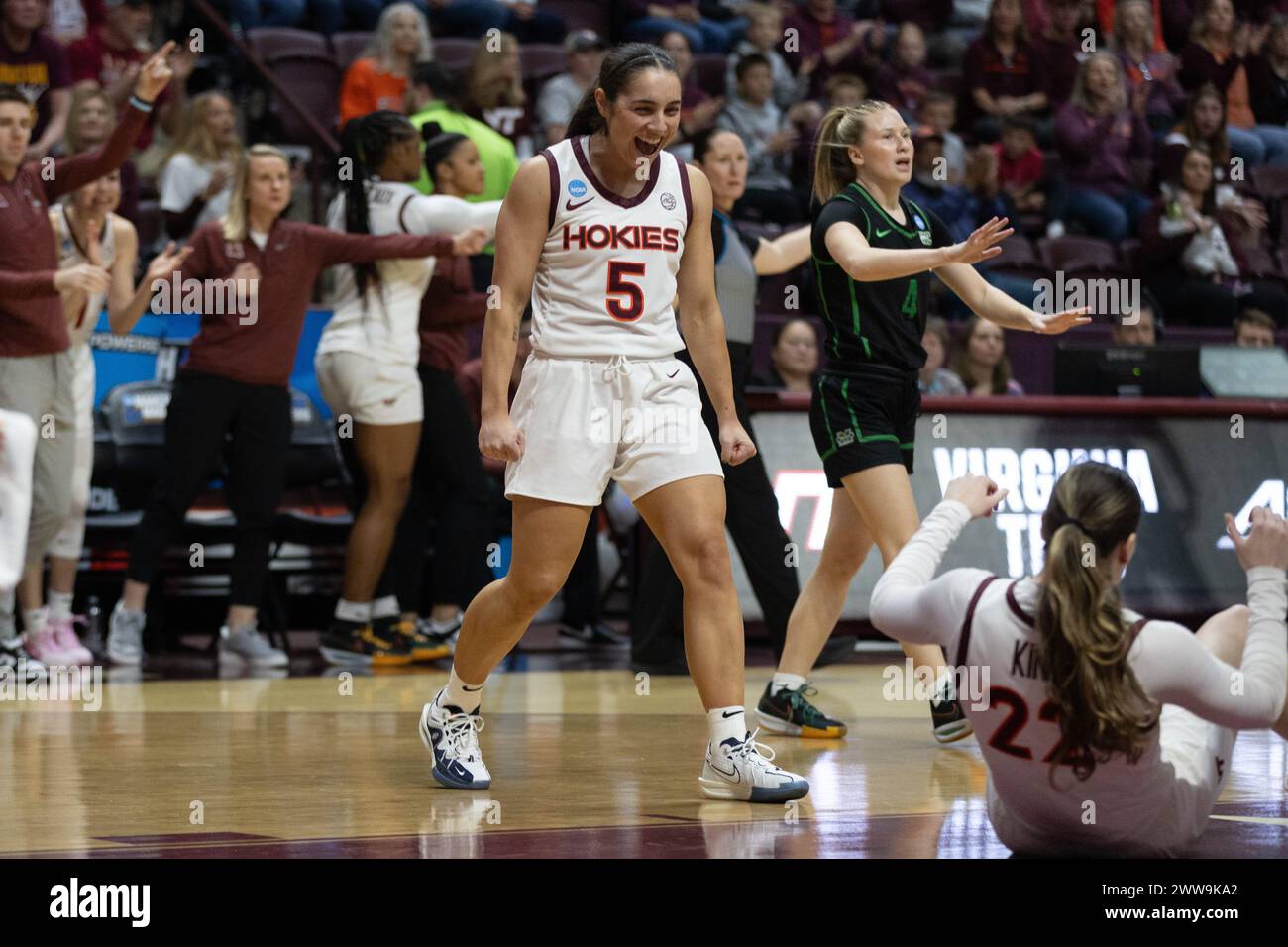 Blacksburg, VA, USA. 22nd Mar, 2024. Virginia Tech Hokies guard Georgia ...