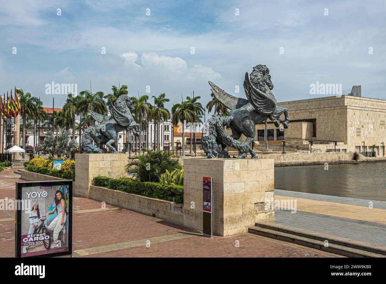 Cartagena, Colombia - July 25, 2023: Double Pegasus statues at end of ...