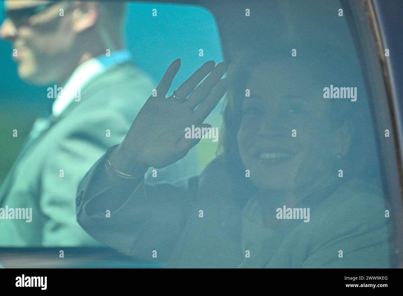 U.S. Vice President Kamala Harris arrives at the Muñiz Air National ...