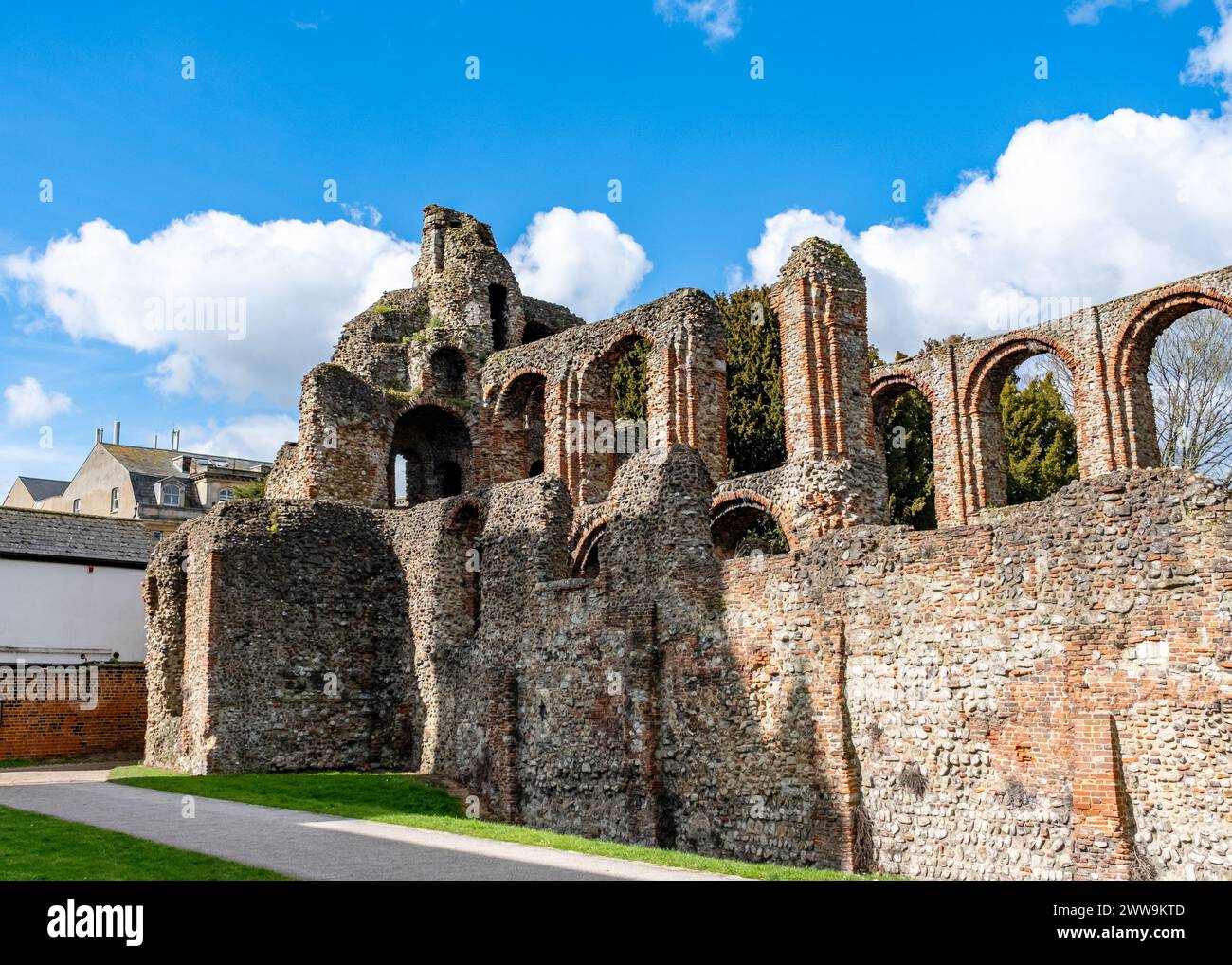 Colchester, Essex, UK – March 18 2024. Historic priory ruins of St ...