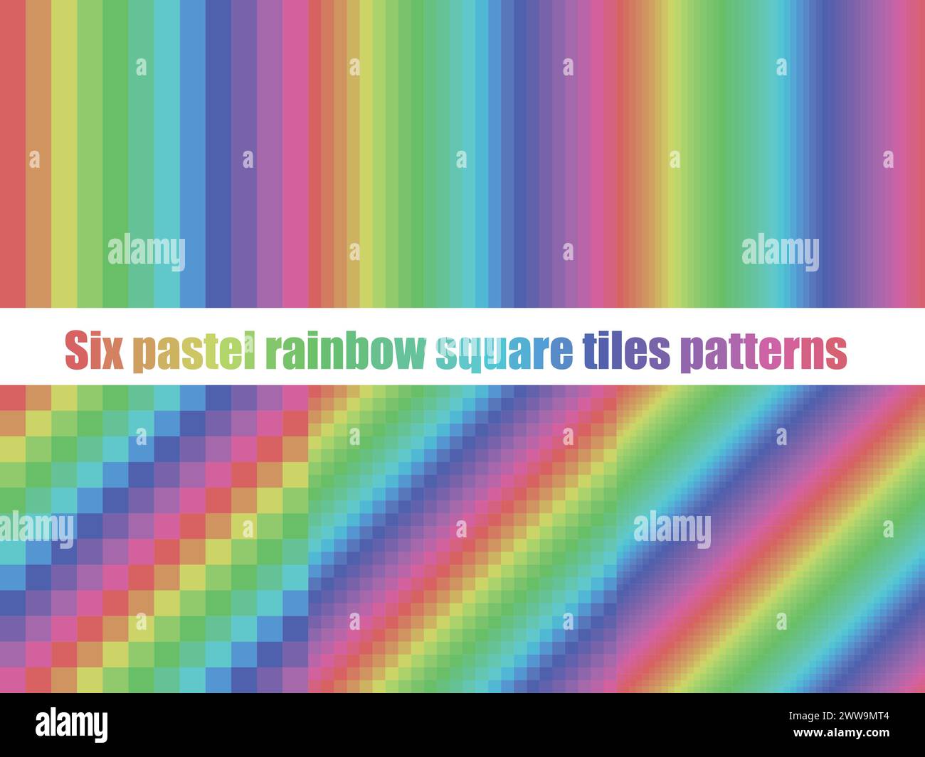 Rainbow square tiles seamless vector seamless pattern pastel soft feel ...