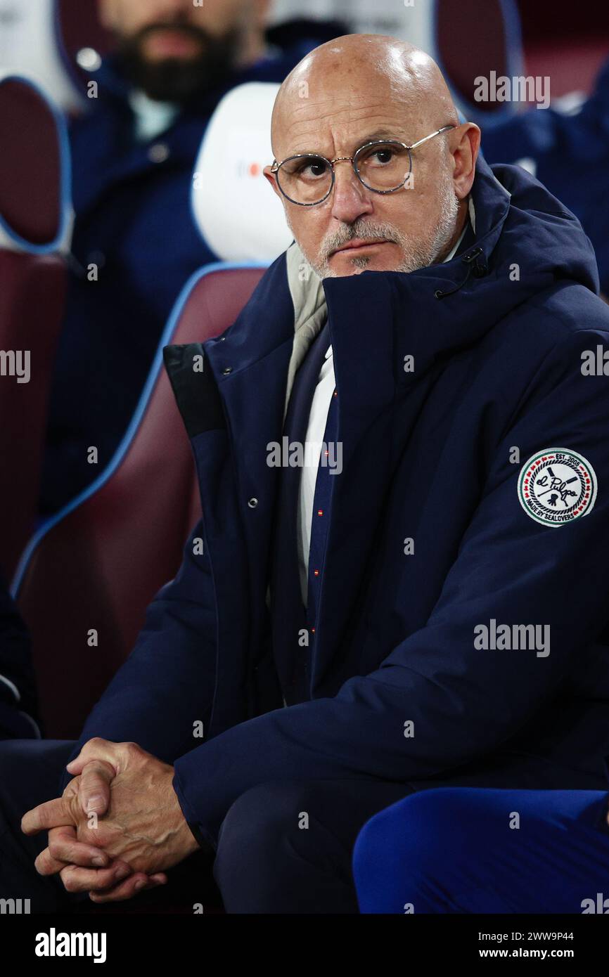 LONDON, UK - 22nd Mar 2024: Spain Head Coach Luis de la Fuente looks on ...