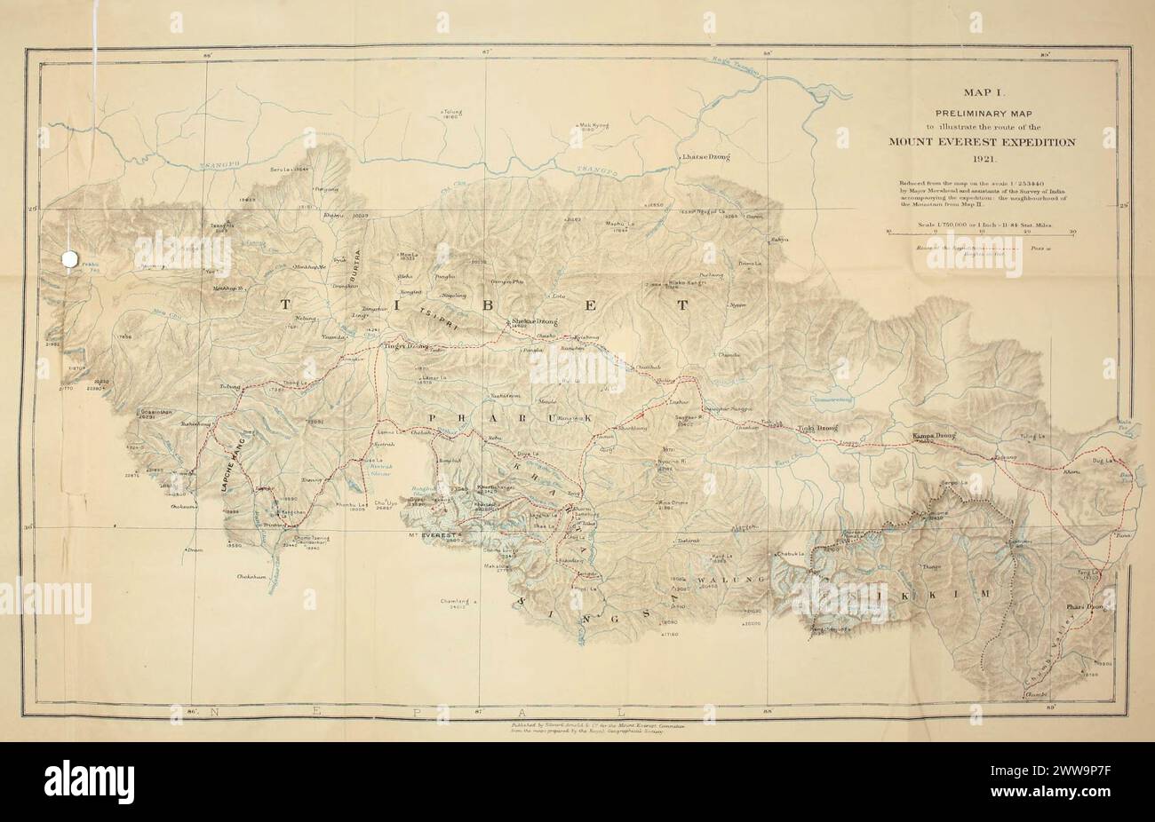 Preliminary Map, to illustrate the route of the Mount Everest ...