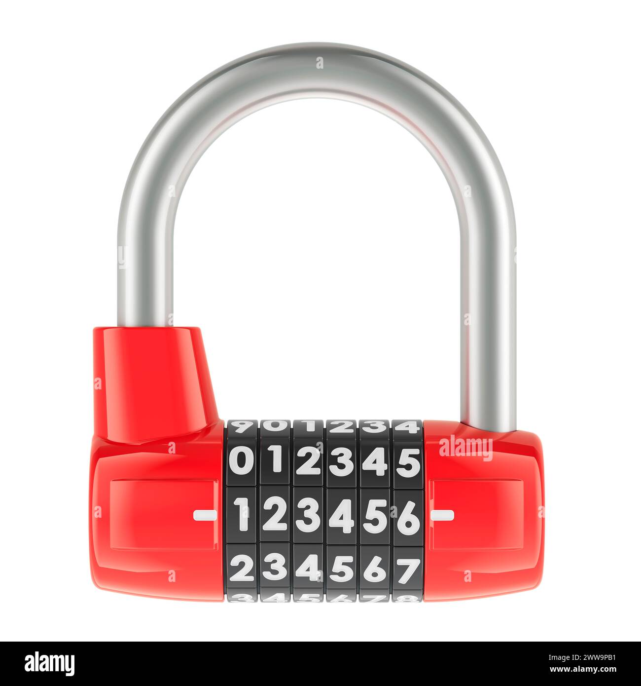 6 Digit Combination Padlock, 3D rendering isolated on white background ...