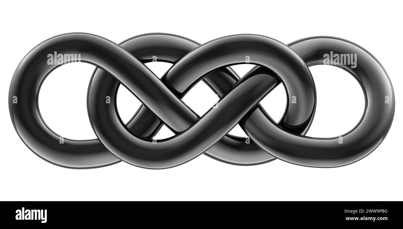 Black Double Infinity symbol, 3D rendering isolated on white background ...
