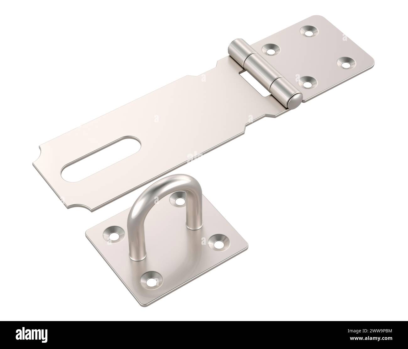 Hasp door latch, 3D rendering isolated on white background Stock Photo ...