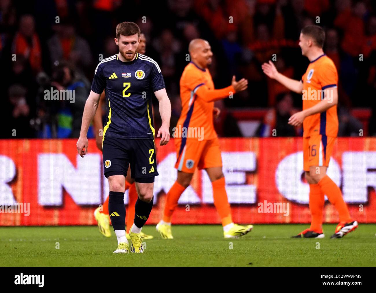 Scotland's Anthony Ralston appears dejected during a international ...