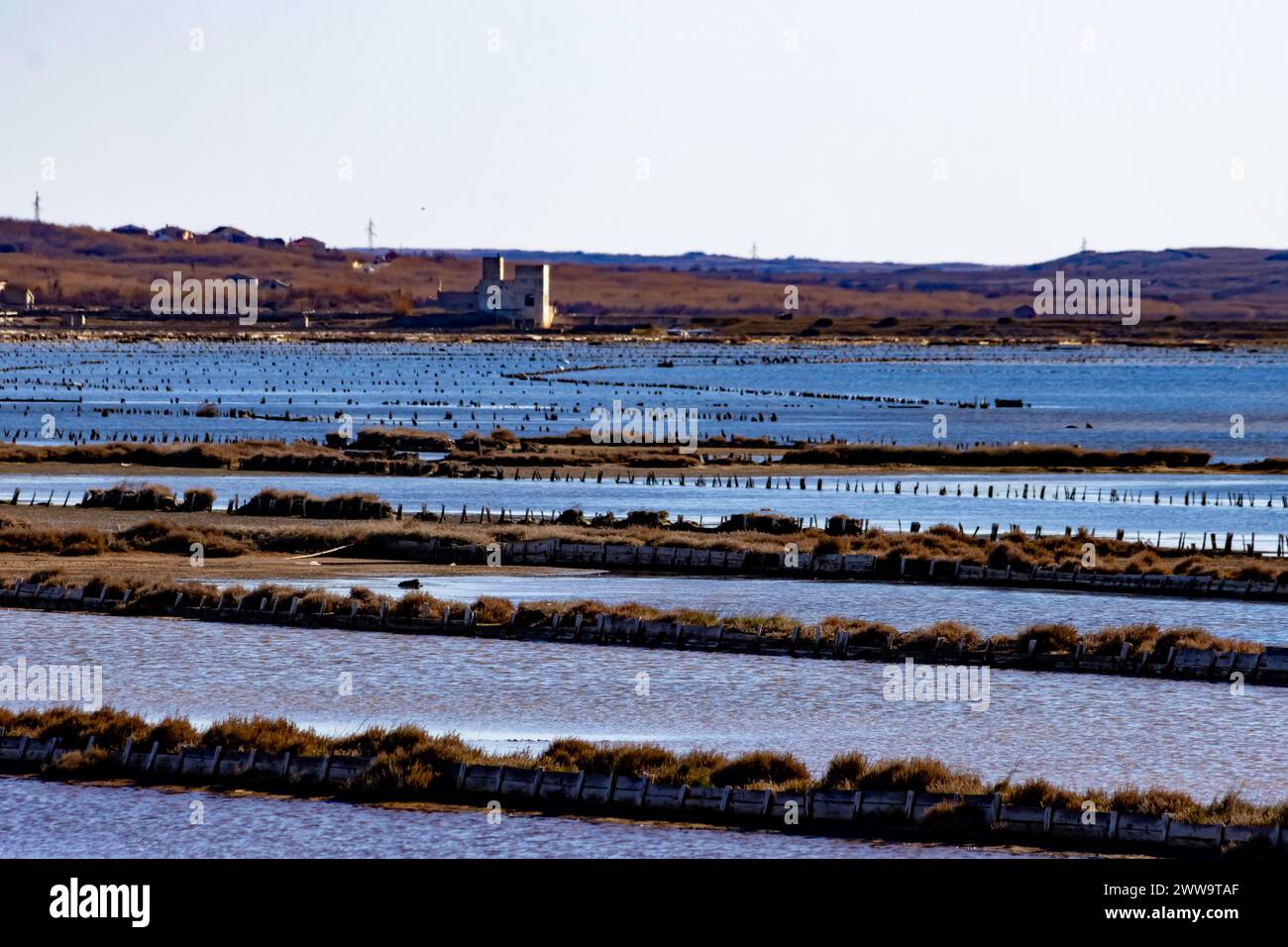 pools with shallow sea for salt production Stock Photo - Alamy