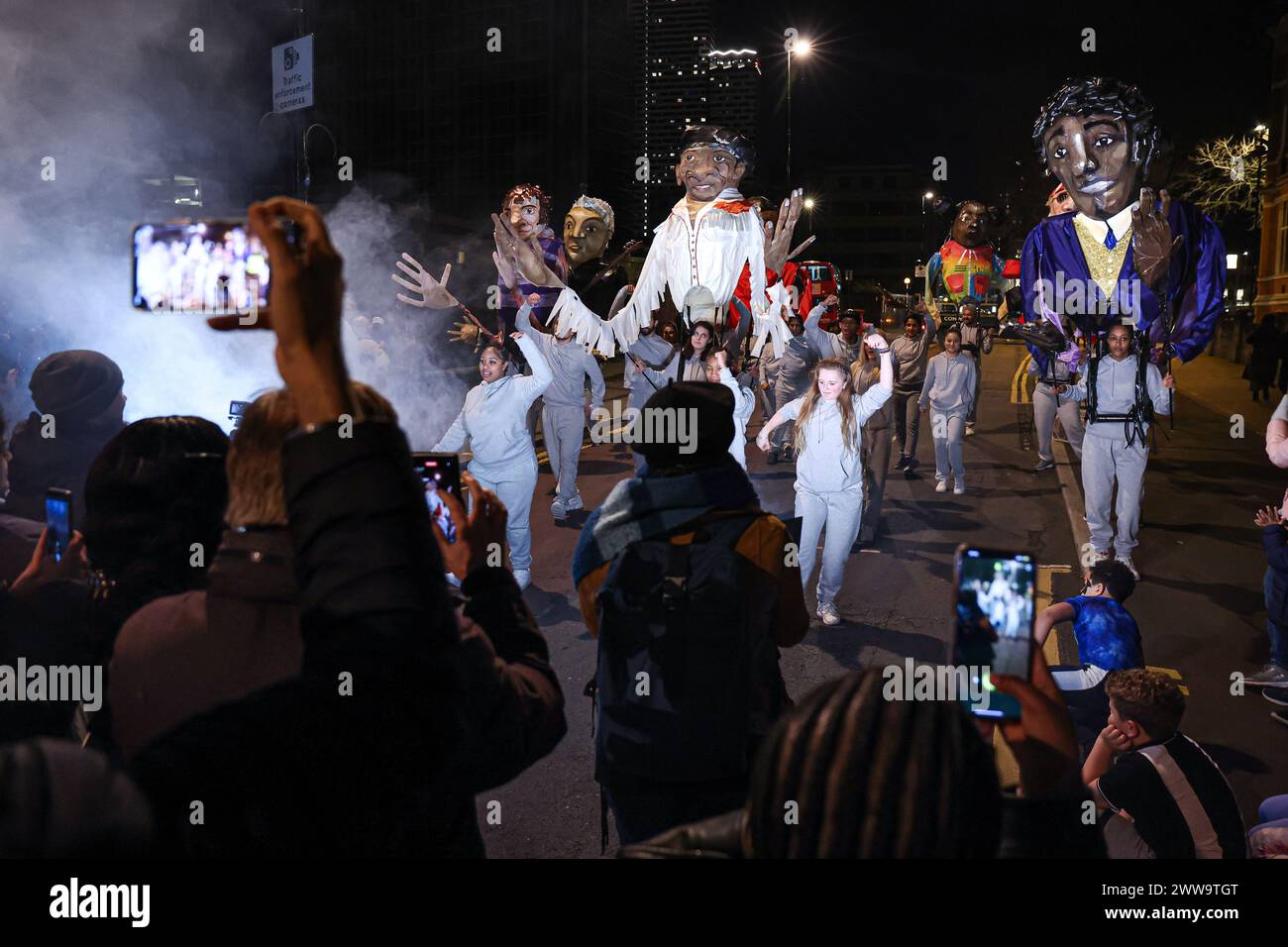 EDITORIAL USE ONLY General views of the puppet parade at Croydon Remix ...