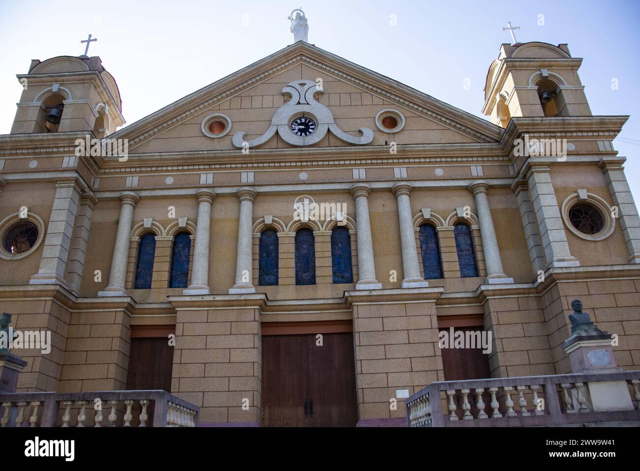 San Jose de Pacora church at the central square of the small town of ...