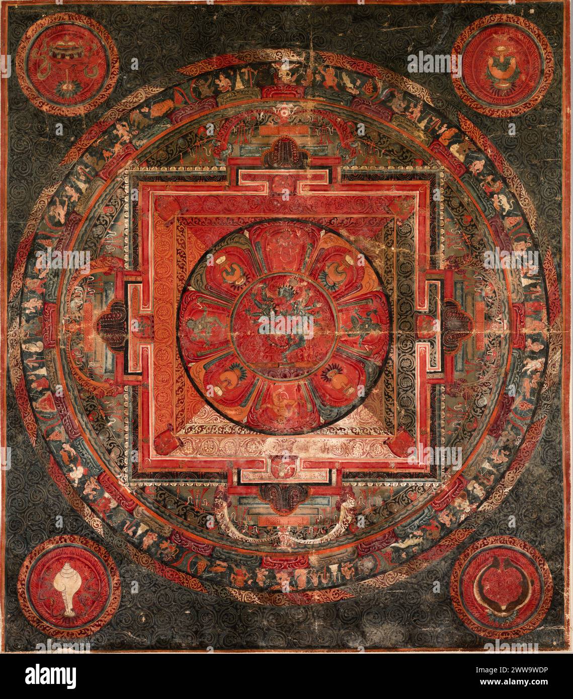 Mandala, late 1400s. Nepal. Color on cloth Stock Photo - Alamy