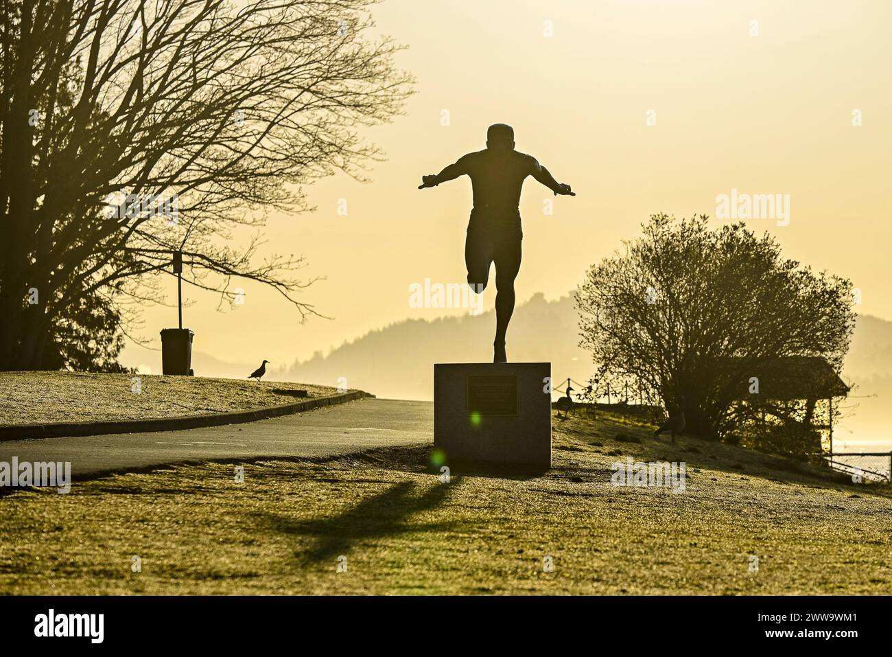 Statue of Olympic runner, Harry Jerome, Stanley Park, Vancouver ...