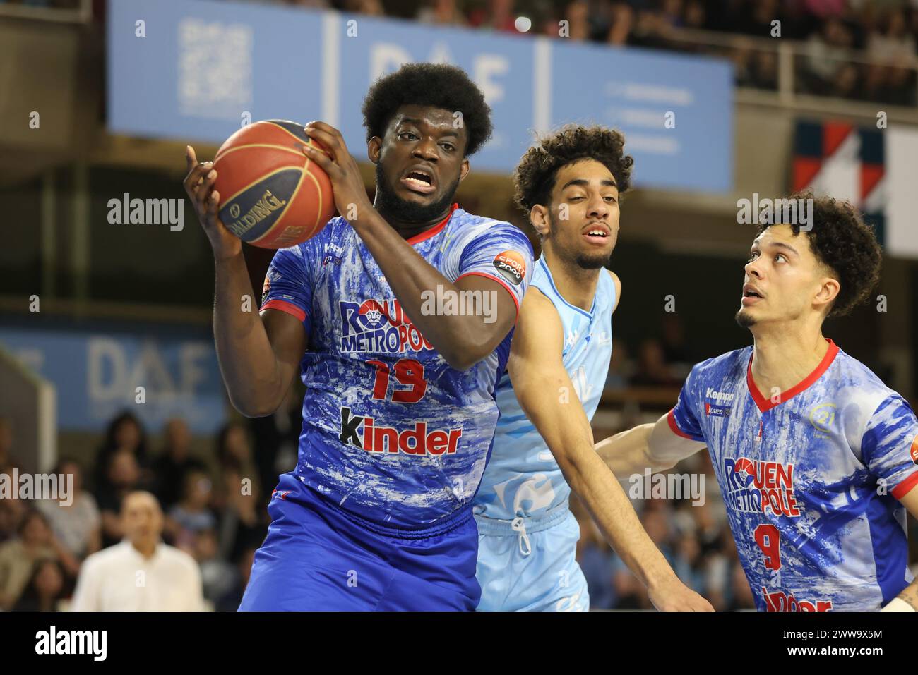 Thierry Larret/Maxppp. Basket Pro B : JA Vichy vs Rouen Metropole. Le 22 mars 2024, Palais des ...