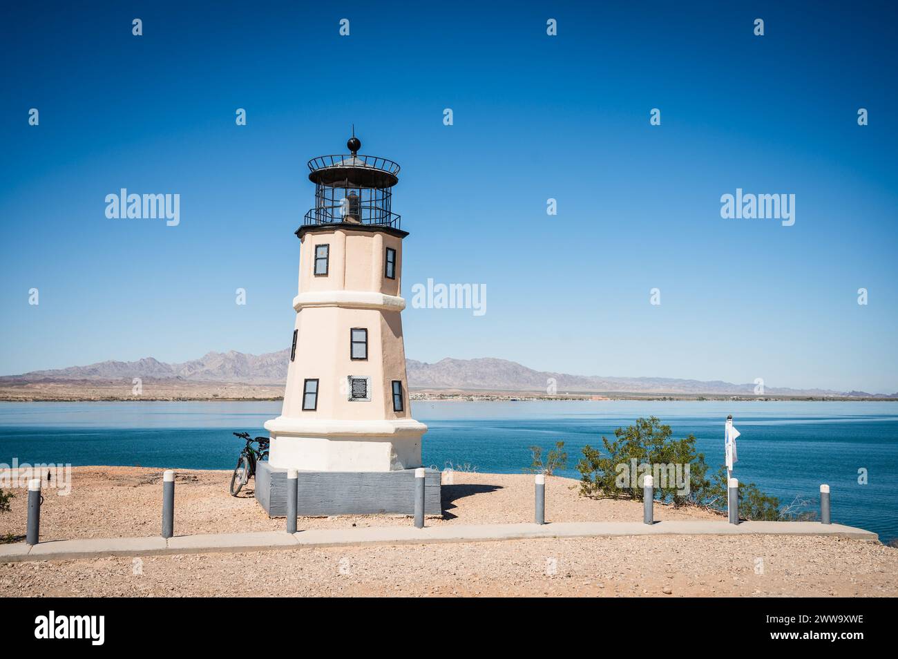 A lighthouse on the shore of Lake Havasu Arizona, USA Stock Photo - Alamy