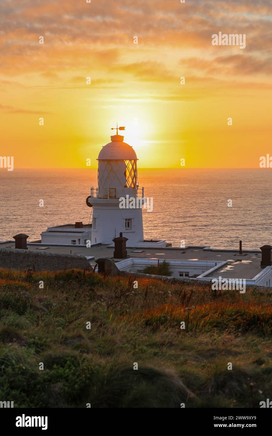 Sunset at the Pendeen Lighthouse, also known as Pendeen Watch, Pendeen ...