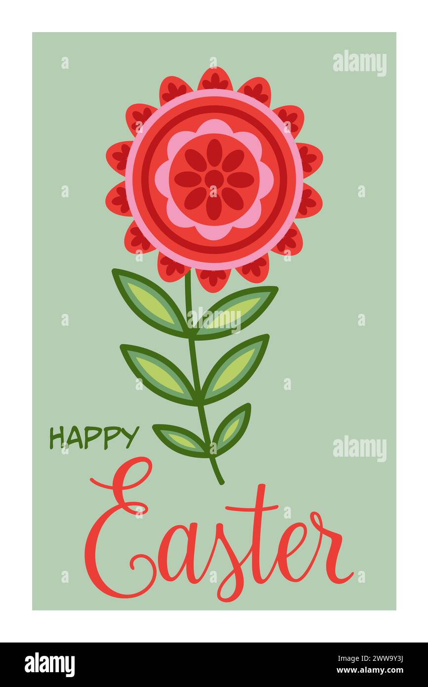 Happy Easter poster with traditional ethnic pattern, folk ornament with ...