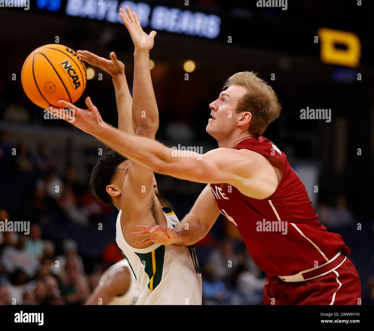 Memphis, Tennessee, USA. 22nd Mar, 2024. Colgate forward RYAN MOFFATT (4) shoots the ball past ...
