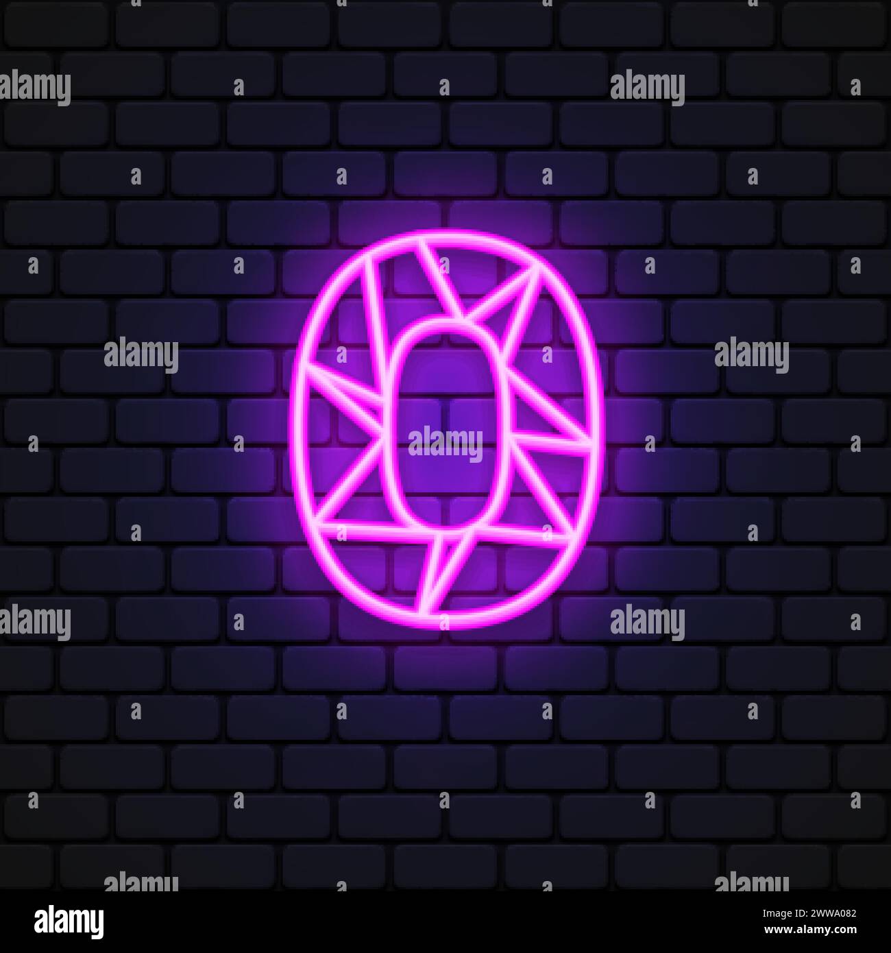 Flat zero neon number for web background design. Vector illustration ...