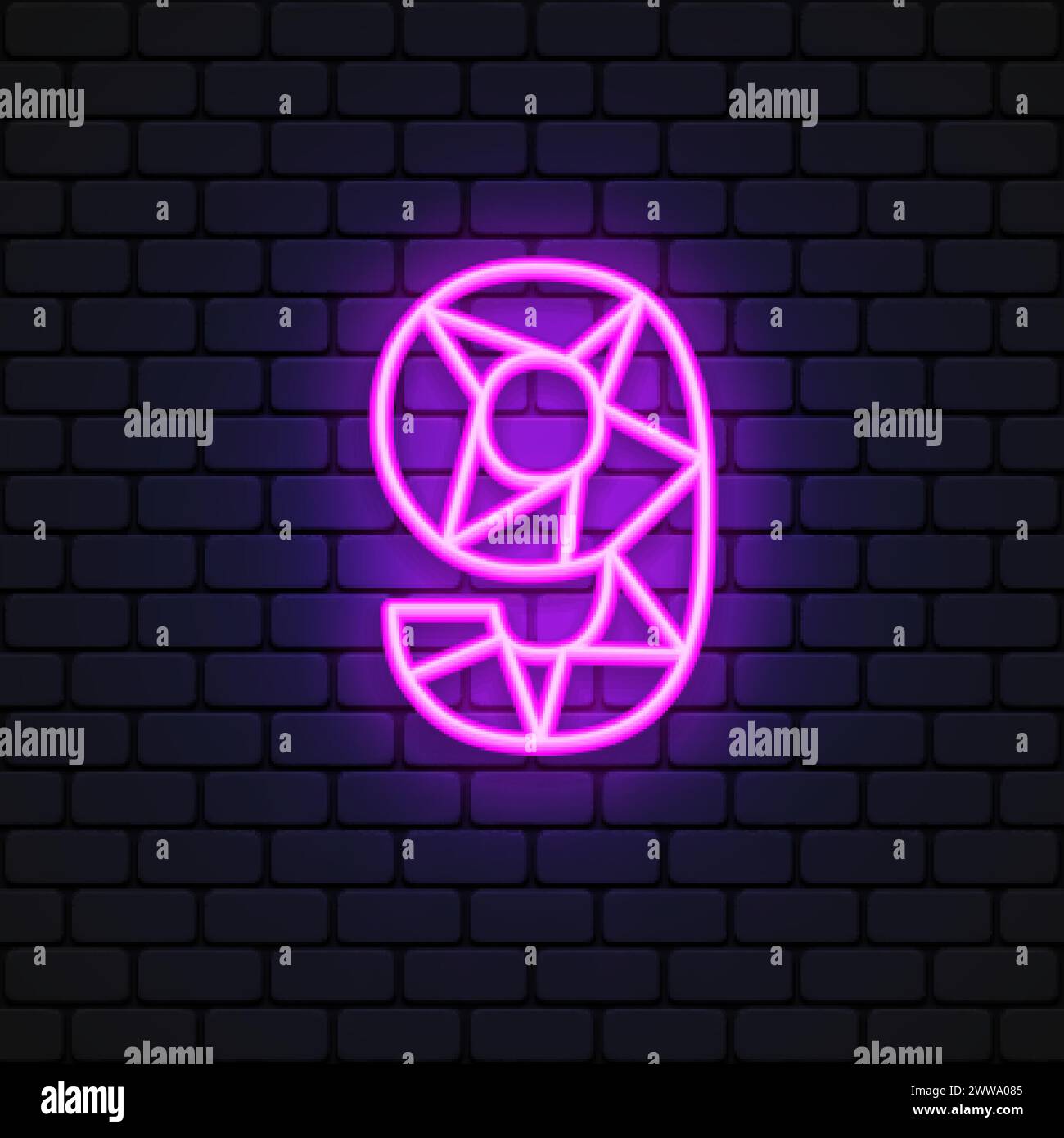 Retro nine neon number, great design for any purposes. Vector ...