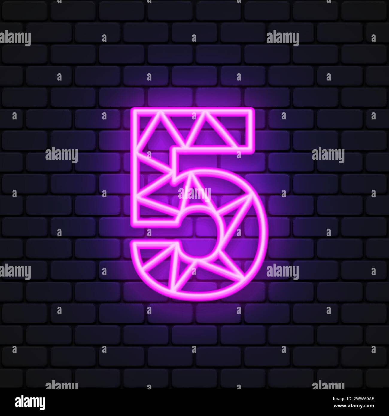 Retro five neon number, great design for any purposes. Vector ...