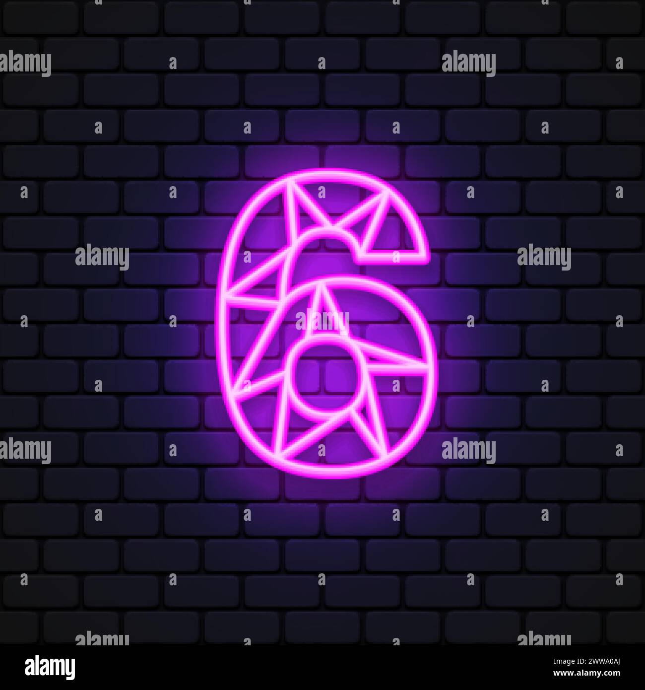 Six neon number for decoration design. Vector illustration Stock Vector ...