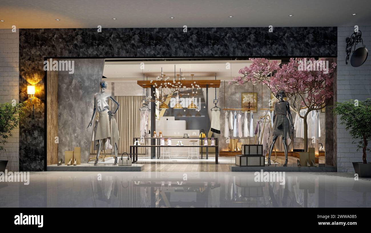 3d render of cloth footwear store Stock Photo - Alamy