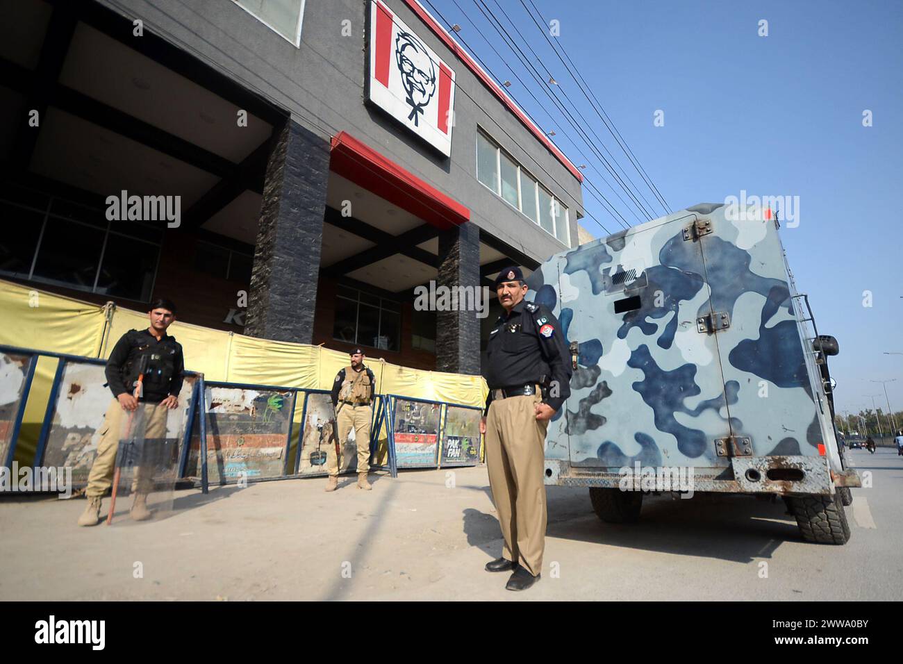 Peshawar, Peshawar, Pakistan. 22nd Mar, 2024. KFC restaurant branch temporarily closed following ...