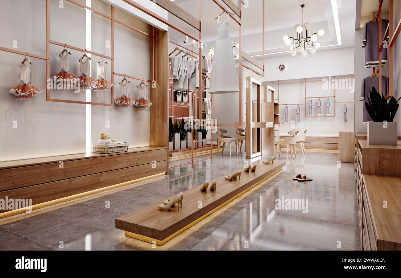 3d render of cloth footwear store Stock Photo - Alamy