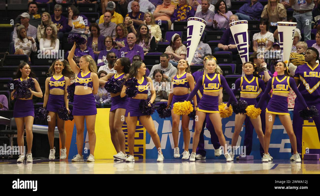 Baton Rouge, USA. 22nd Mar, 2024. The LSU Lady Tigers cheerleaders ...