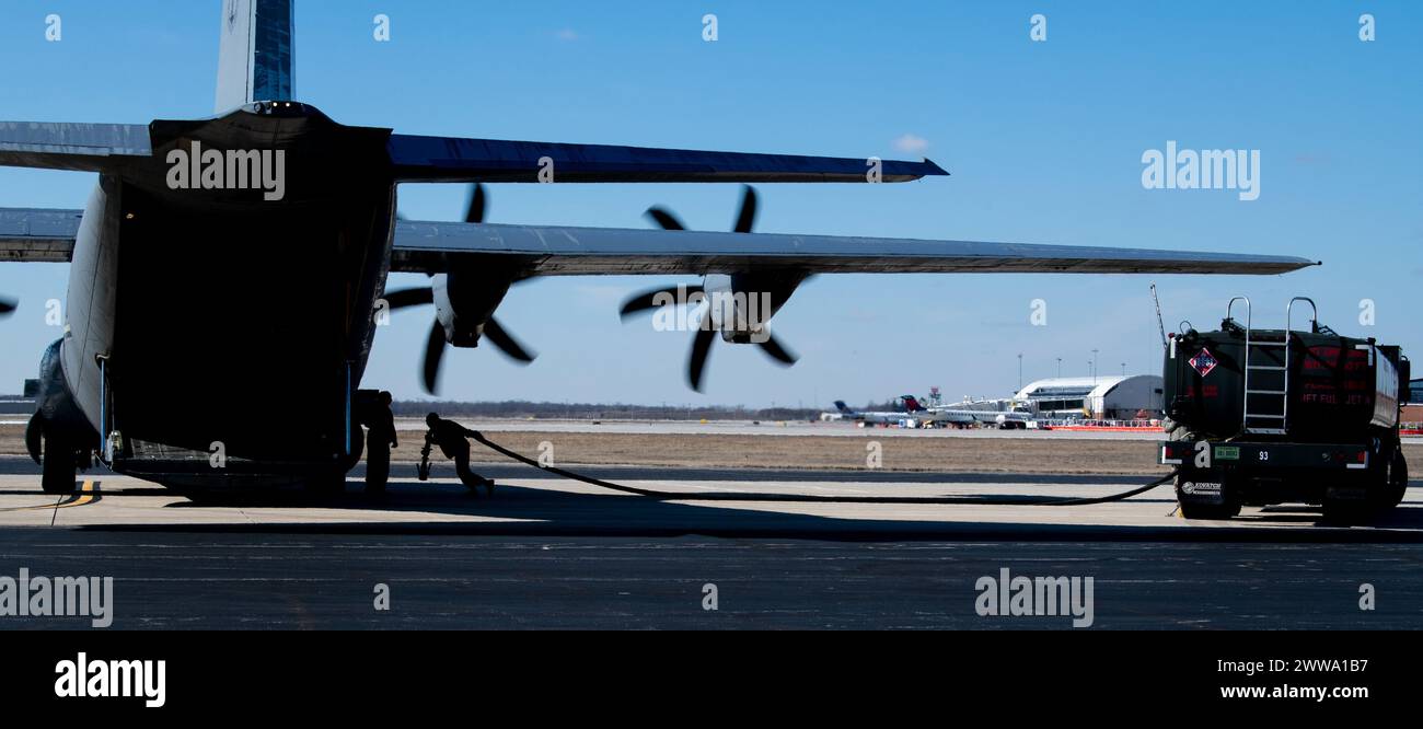 U.S. Airmen with the Air National Guard, assigned to the 122nd Fighter ...