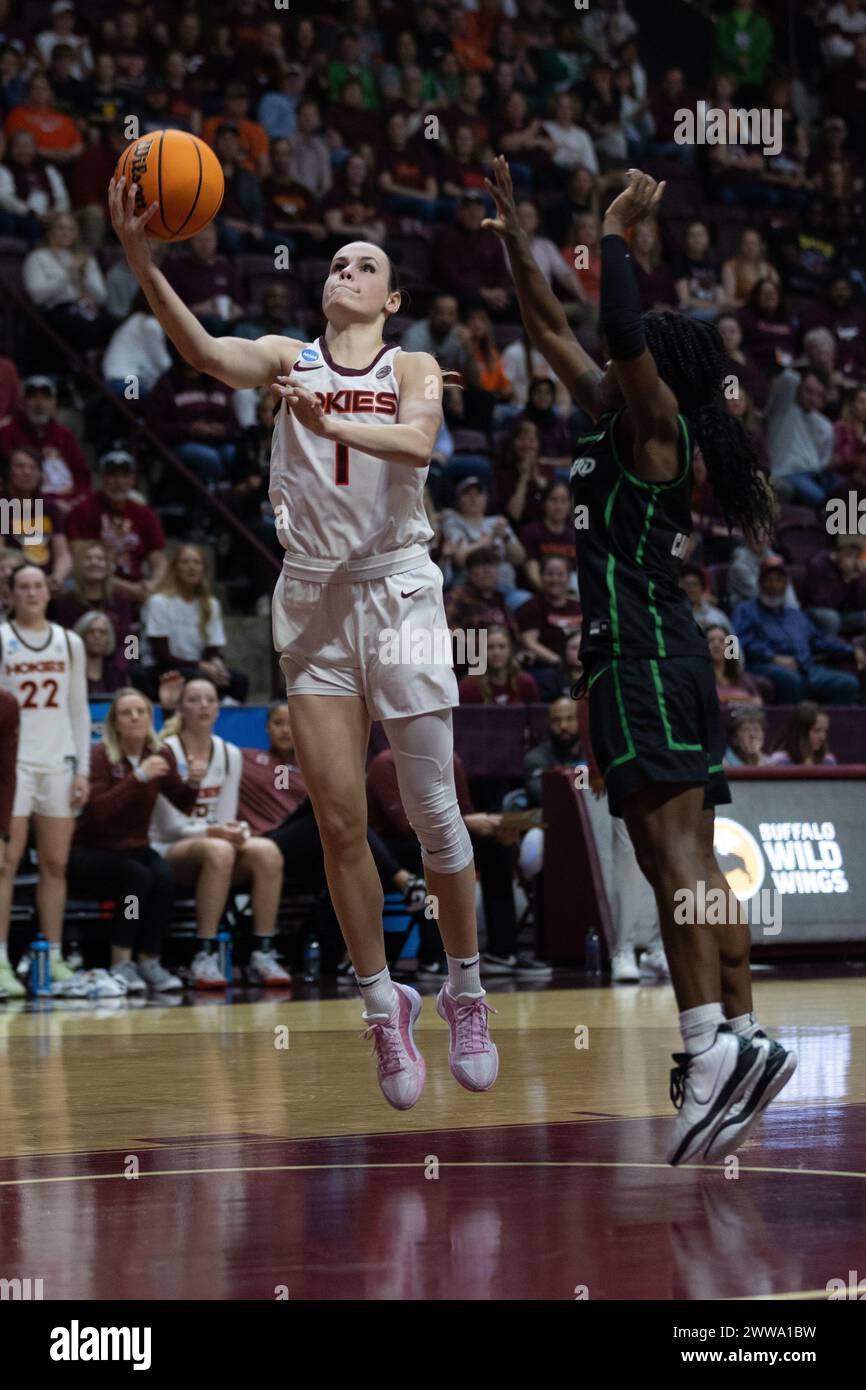 Blacksburg, VA, USA. 22nd Mar, 2024. Virginia Tech Hokies guard ...