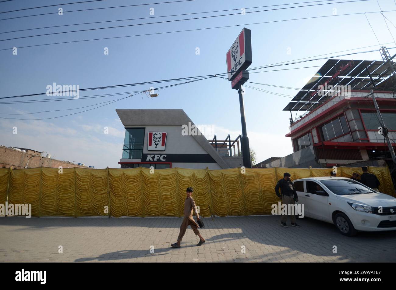 Peshawar, Peshawar, Pakistan. 22nd Mar, 2024. KFC restaurant branch temporarily closed following ...