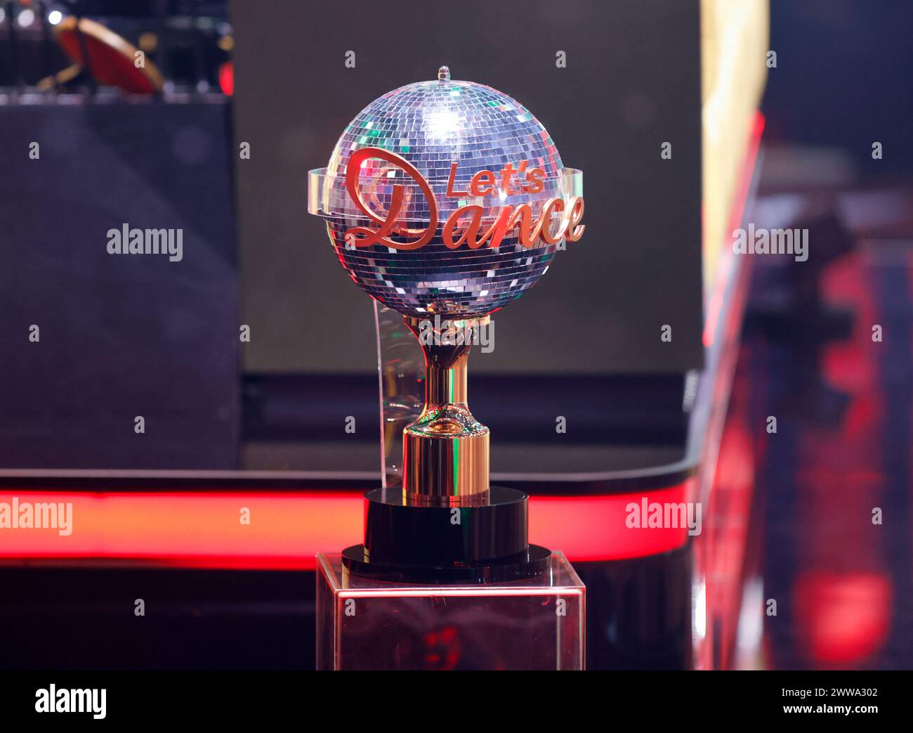 Cologne, Germany. 23rd Mar, 2024. The winner's trophy is on display in ...