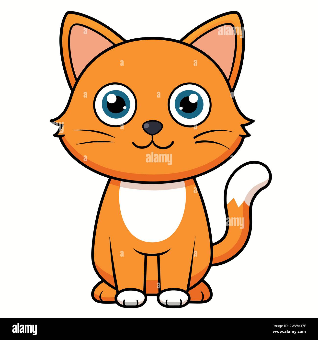 Orange cat vector illustration flat cute cat character mascot icon ...