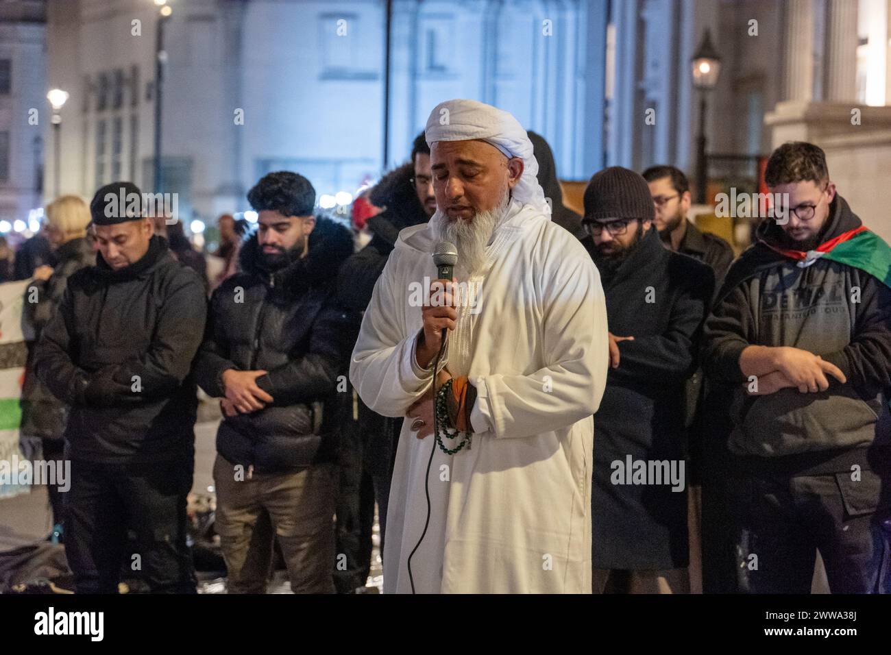London, UK. 22 MAR, 2024. Muslim prayers for the people in Gaza were ...