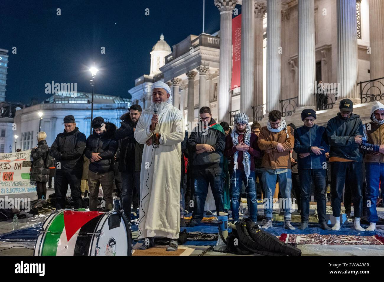 London, UK. 22 MAR, 2024. Muslim prayers for the people in Gaza were ...