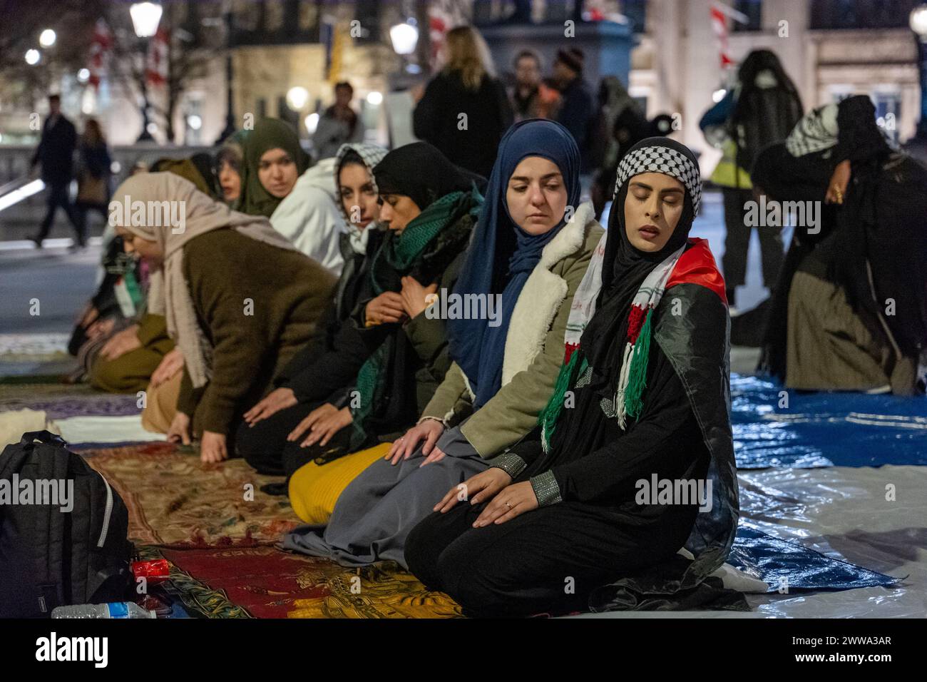 London, UK. 22 MAR, 2024. Muslim prayers for the people in Gaza were ...