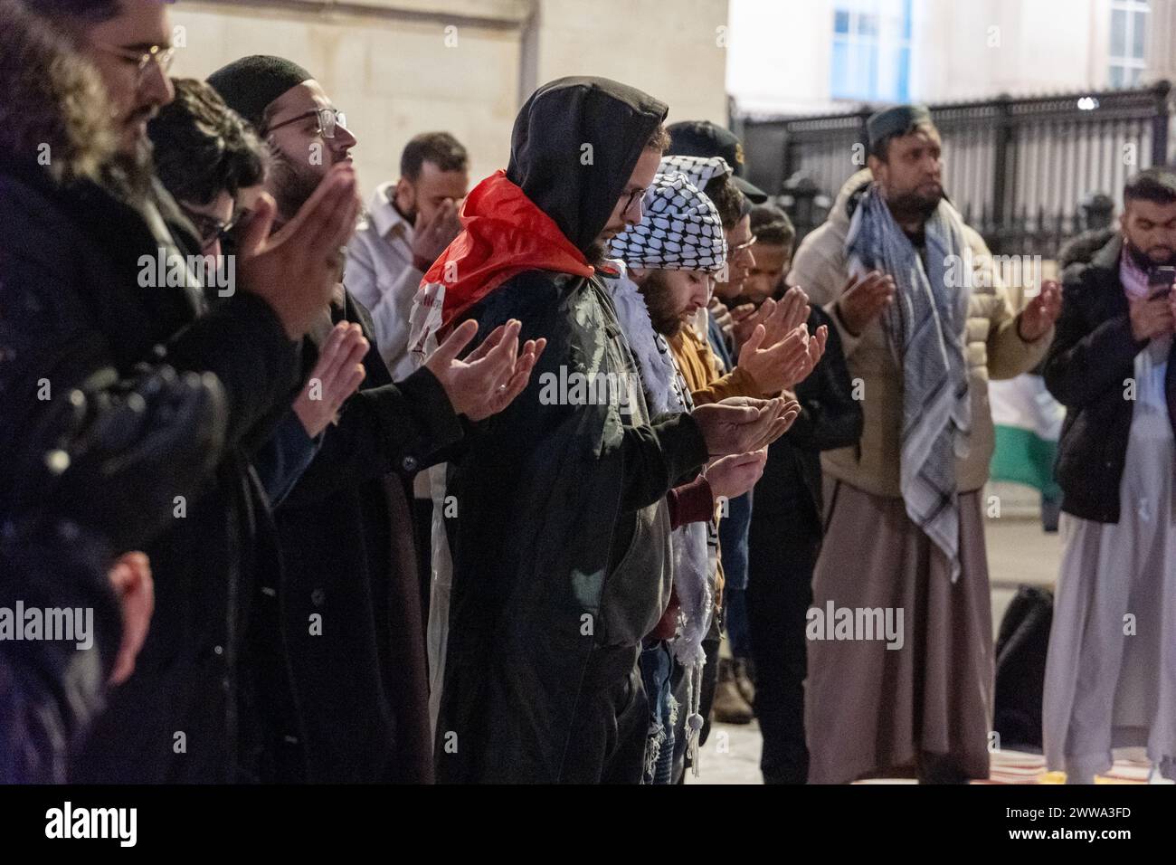 London, UK. 22 MAR, 2024. Muslim prayers for the people in Gaza were ...