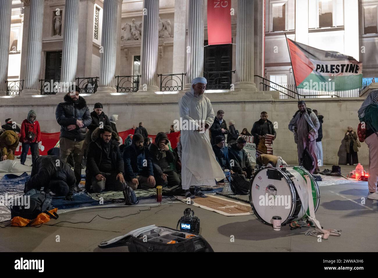 London, UK. 22 MAR, 2024. Muslim prayers for the people in Gaza were ...