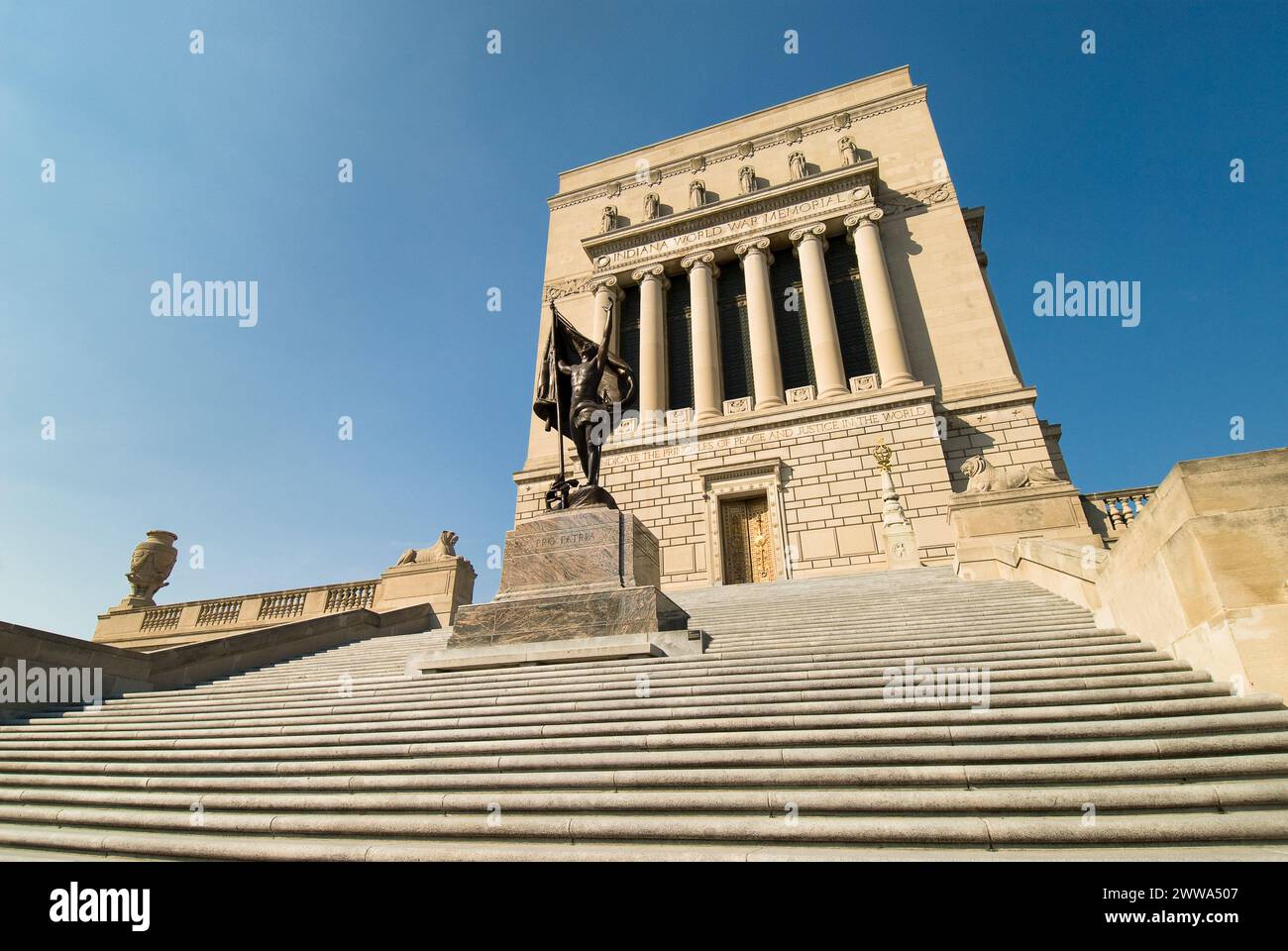 Indiana War Memorial Museum built 1927- on the south steps stands "Four ...