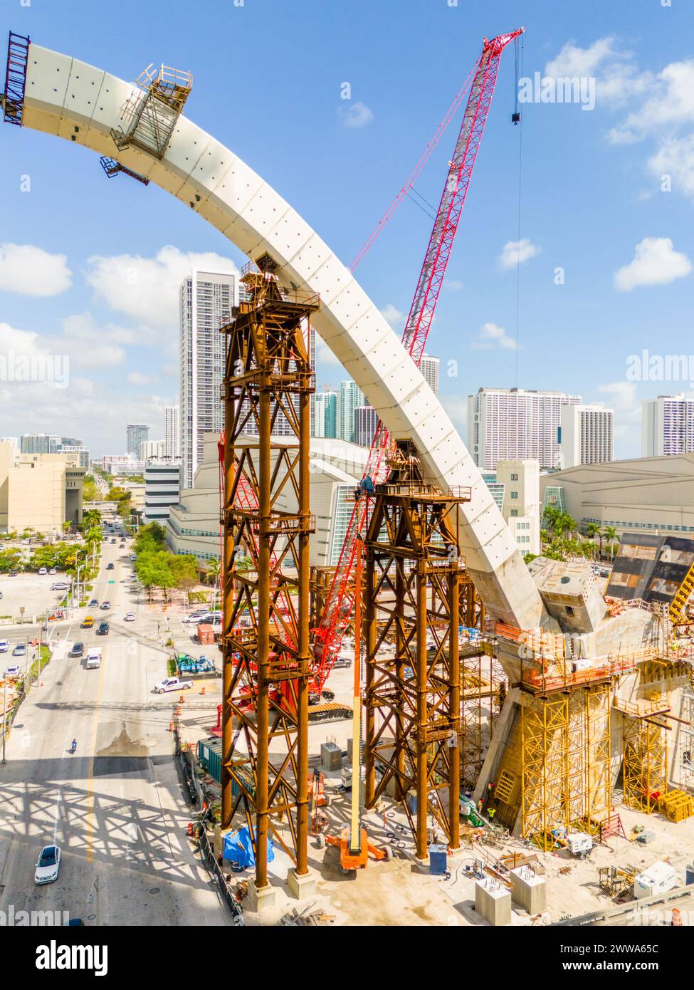 Miami, FL, USA - March 15, 2024: Aerial Miami Signature Bridge ...