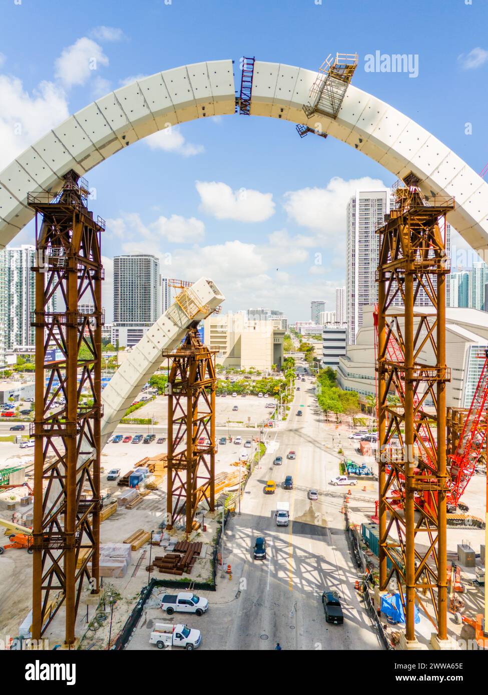 Miami, FL, USA - March 15, 2024: Aerial Miami Signature Bridge ...