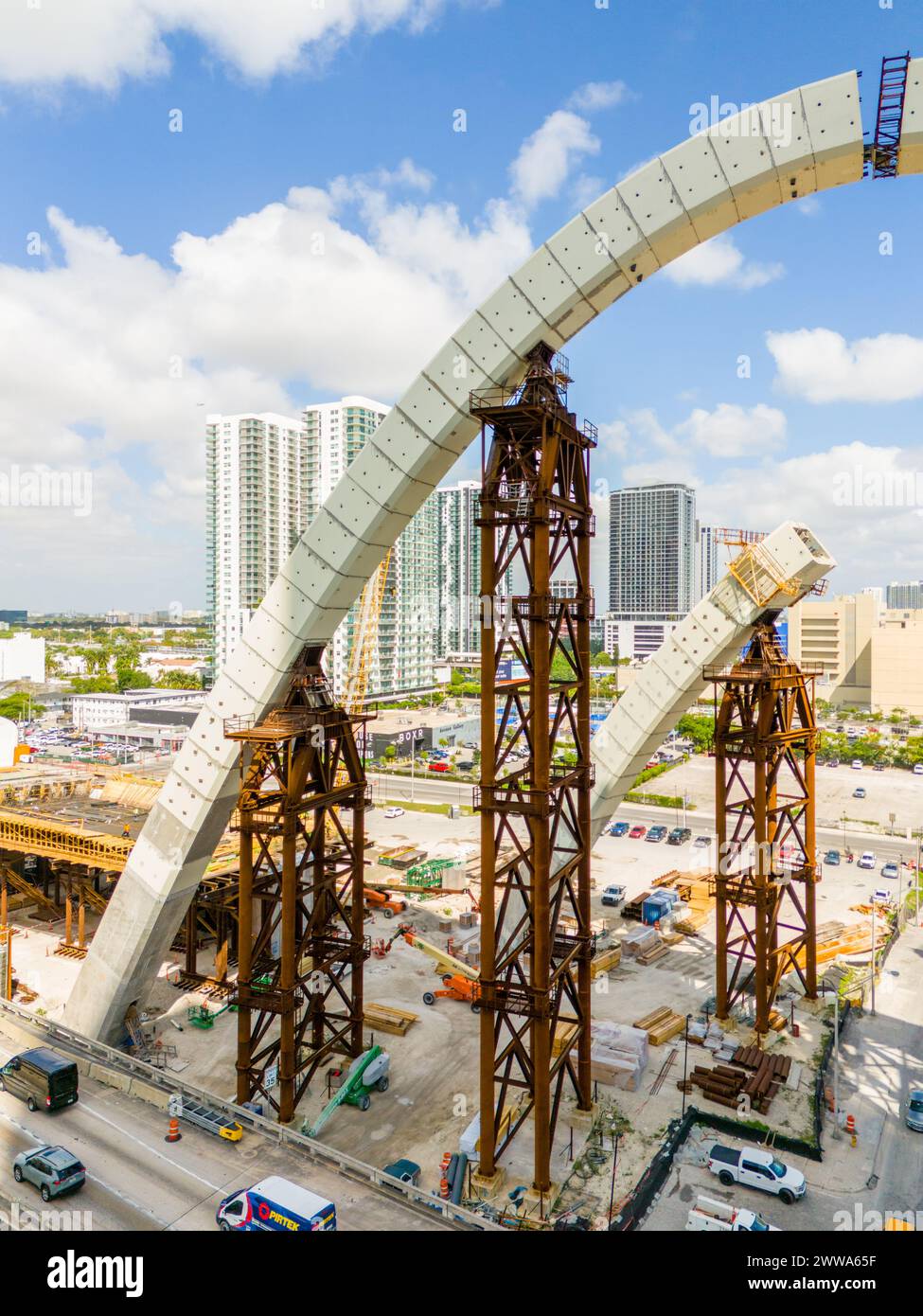 Miami, FL, USA - March 15, 2024: Aerial Miami Signature Bridge ...