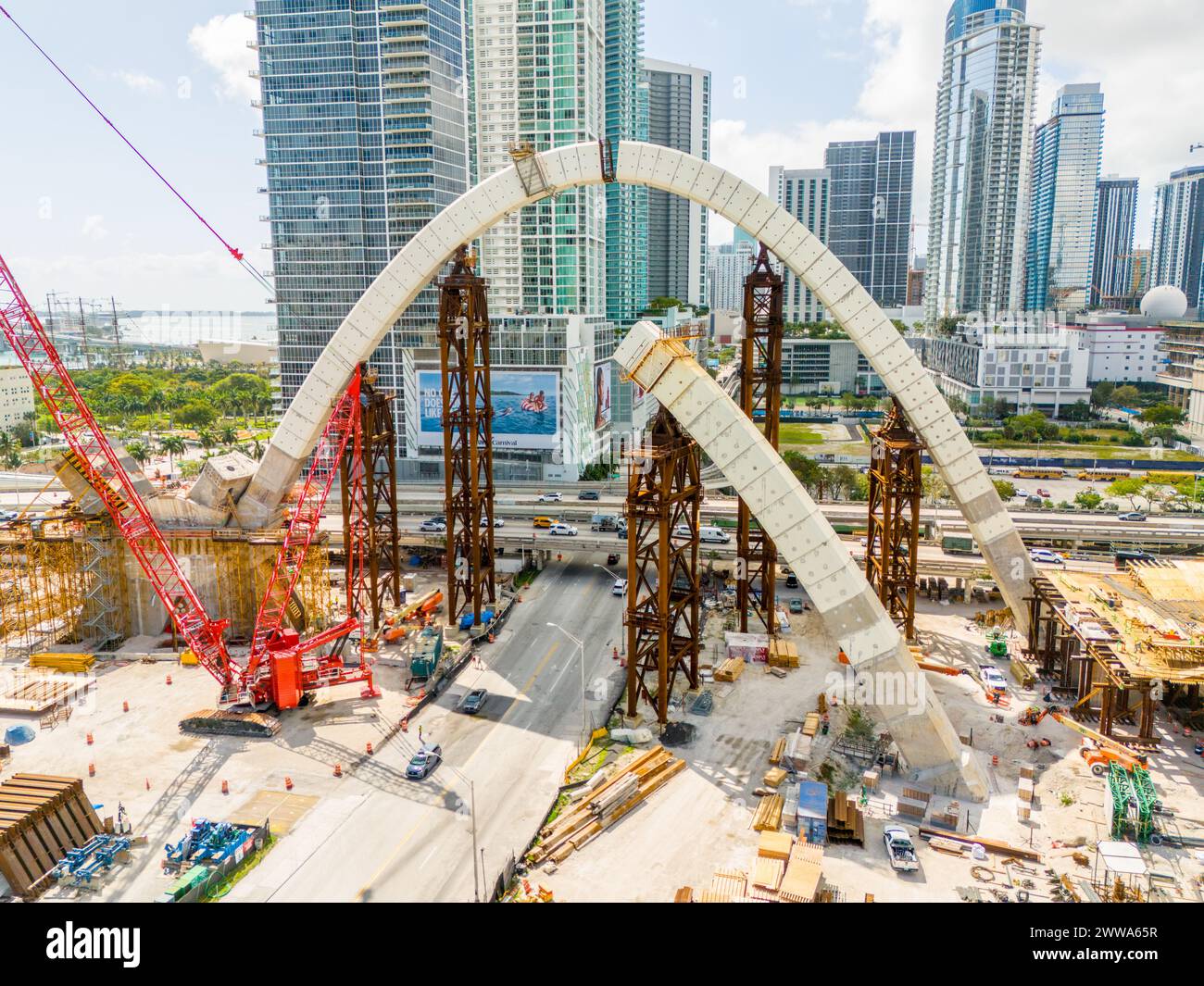 Miami, FL, USA - March 15, 2024: Aerial Miami Signature Bridge ...