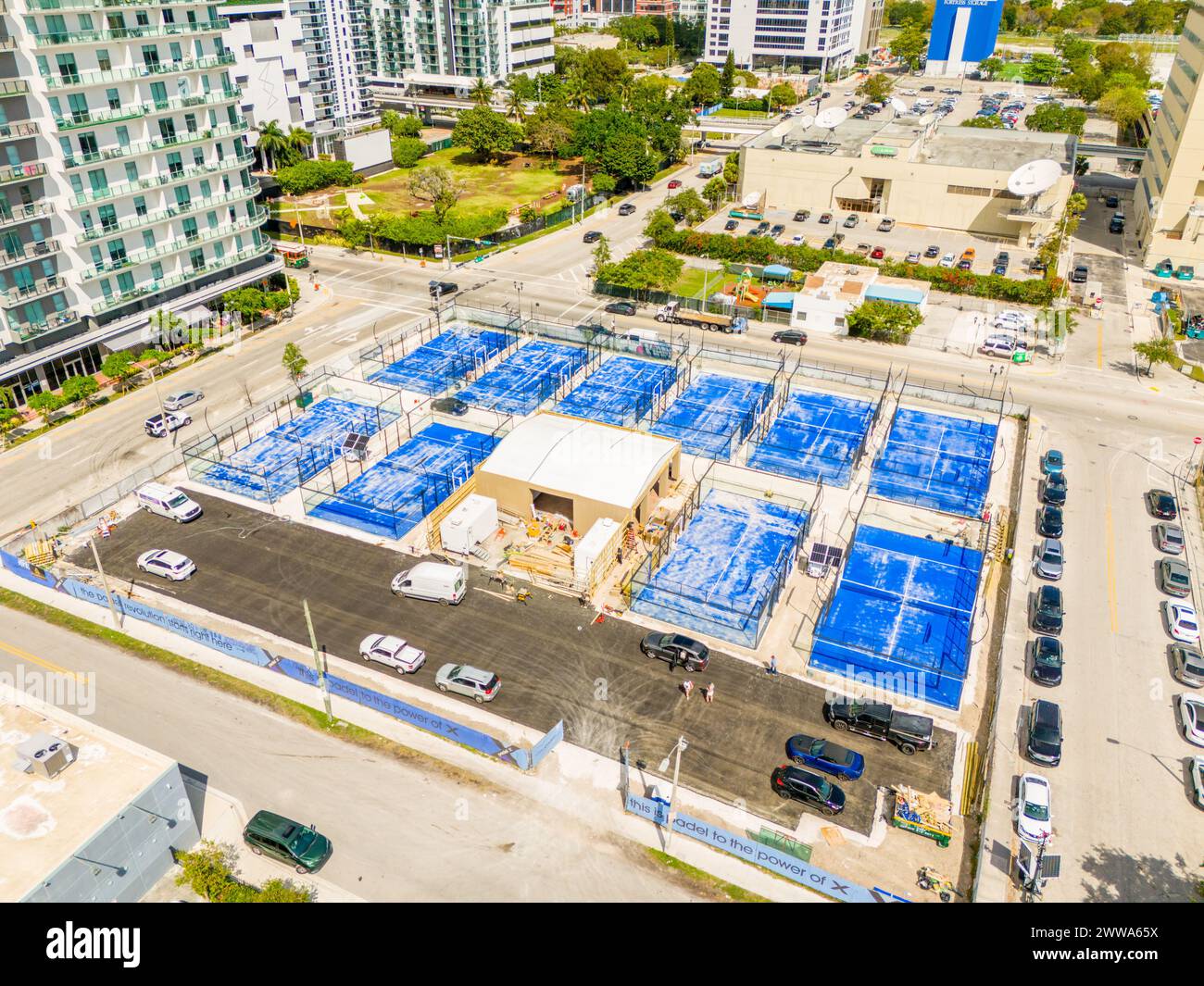 Miami, FL, USA - March 15, 2024: Aerial photo Padel X Downtown Miami ...