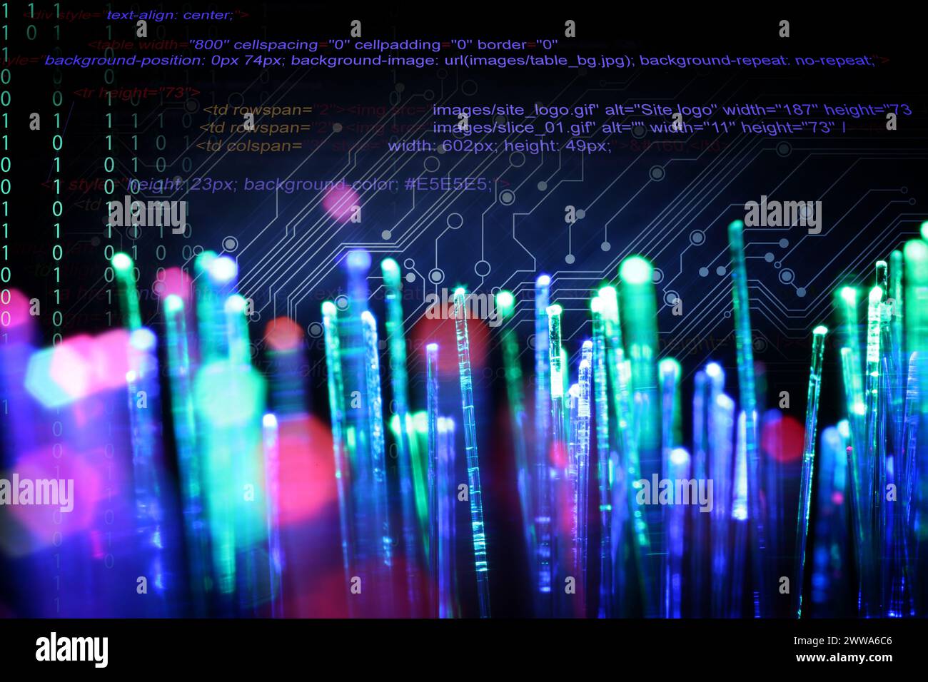 Optical fiber strands, circuit board and digital codes, multiple ...